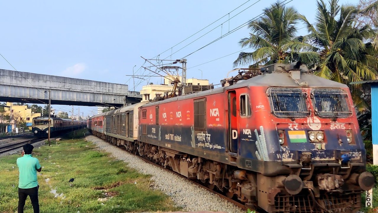 Shrill Honking WAP7s|Two in one High Speed Trains|Pallavan Superfast ...
