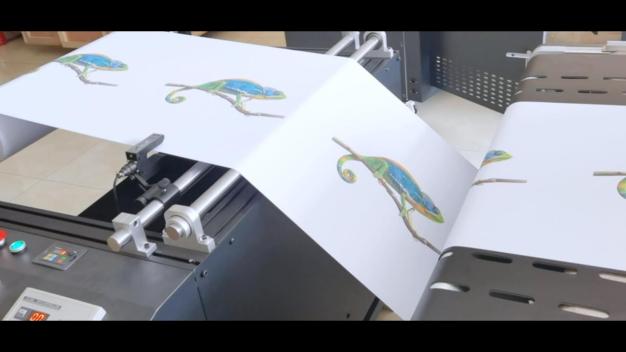 Roll to Roll device and single pass digital printer on flat sheet - YouTube