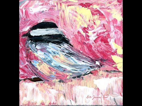 Painting a chickadee bird with palette knives by Katie Jeanne Wood ...