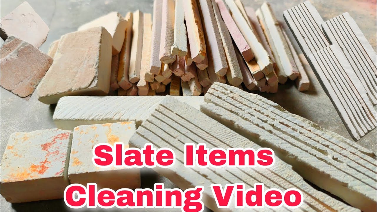 White Slate Items + Yellow Layered Slate pencil cleaning video || Slate ...