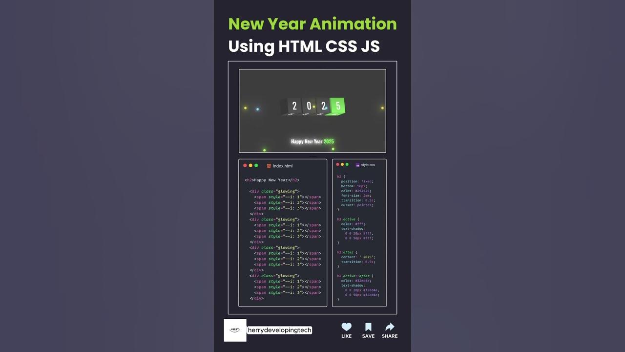 🎆 Happy New Year 2025 Animation Html5 Css3 And Js Magicshorts Shortvideo Htmlcssjs Web3