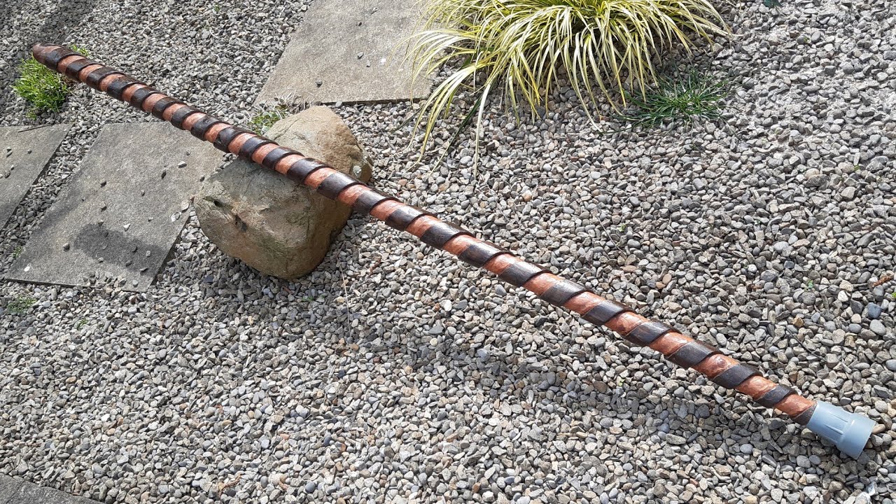walking staff/stick with spiral effect carving.. - YouTube