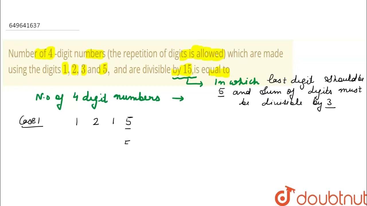Number of 4 -digit numbers (the repetition of digits is allowed) which are made using the digits ...