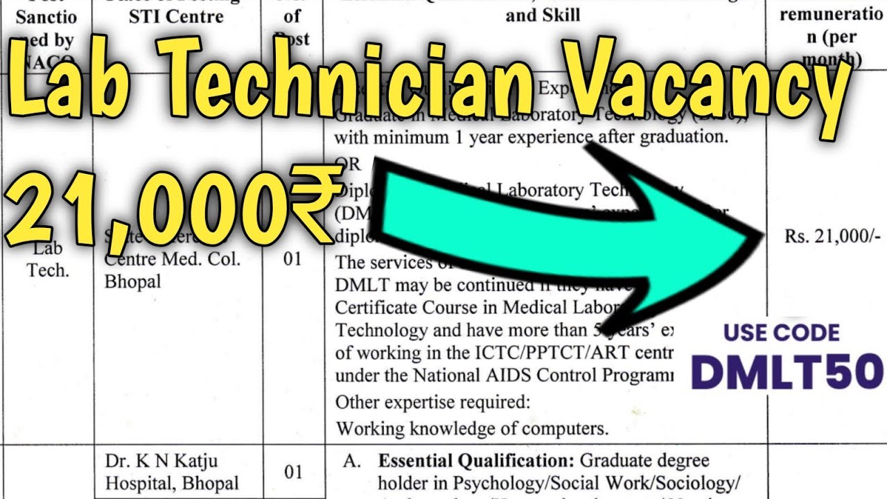 Lab Technician government vacancy 2022 || dmlt govt vacancy || bmlt ...