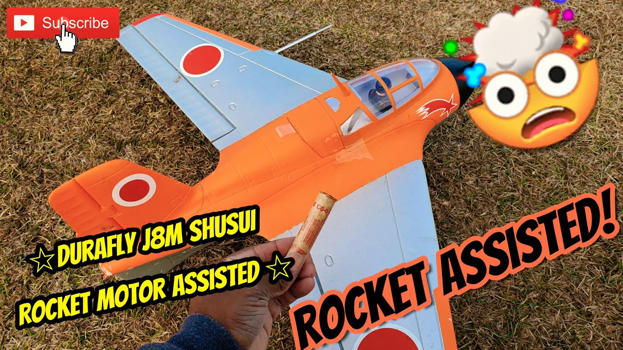 Durafly J8M SHUSUI with Rocket Assisted Motor Maiden Flight - YouTube