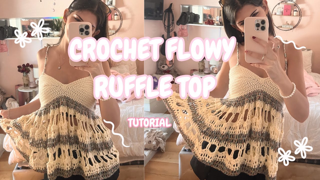 Crochet Flowy Ruffle Mesh Top Tutorial 🌸 | Freehand, No Pattern! - YouTube