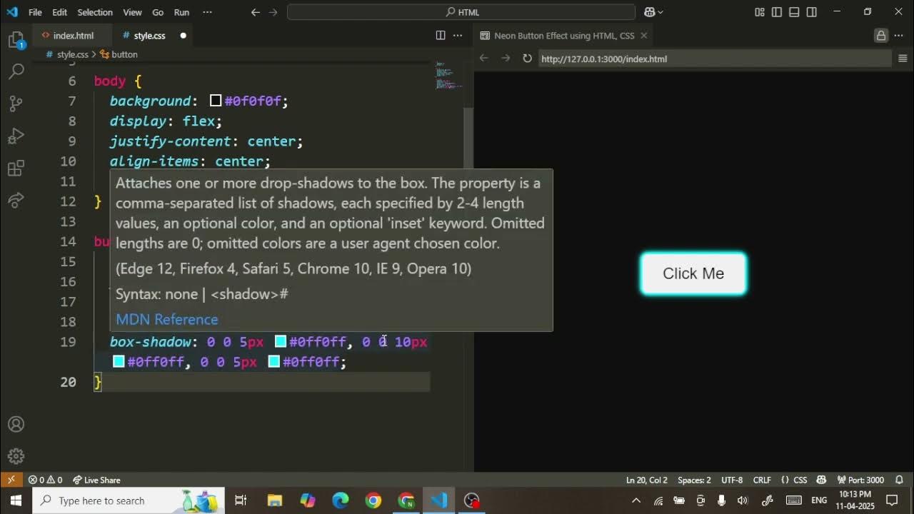 Neon Glow Button using HTML & CSS | Glowing Hover Effect UI Design ...