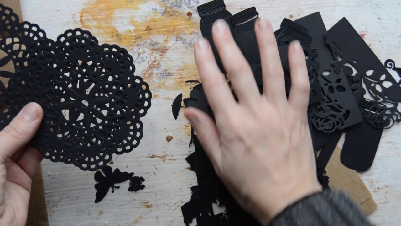 Black card stock die cuts + embellishing idea. - YouTube