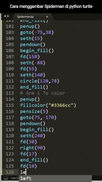 Cara Menggambar Spiderman Di Python Turtle Short Python Coding 0678