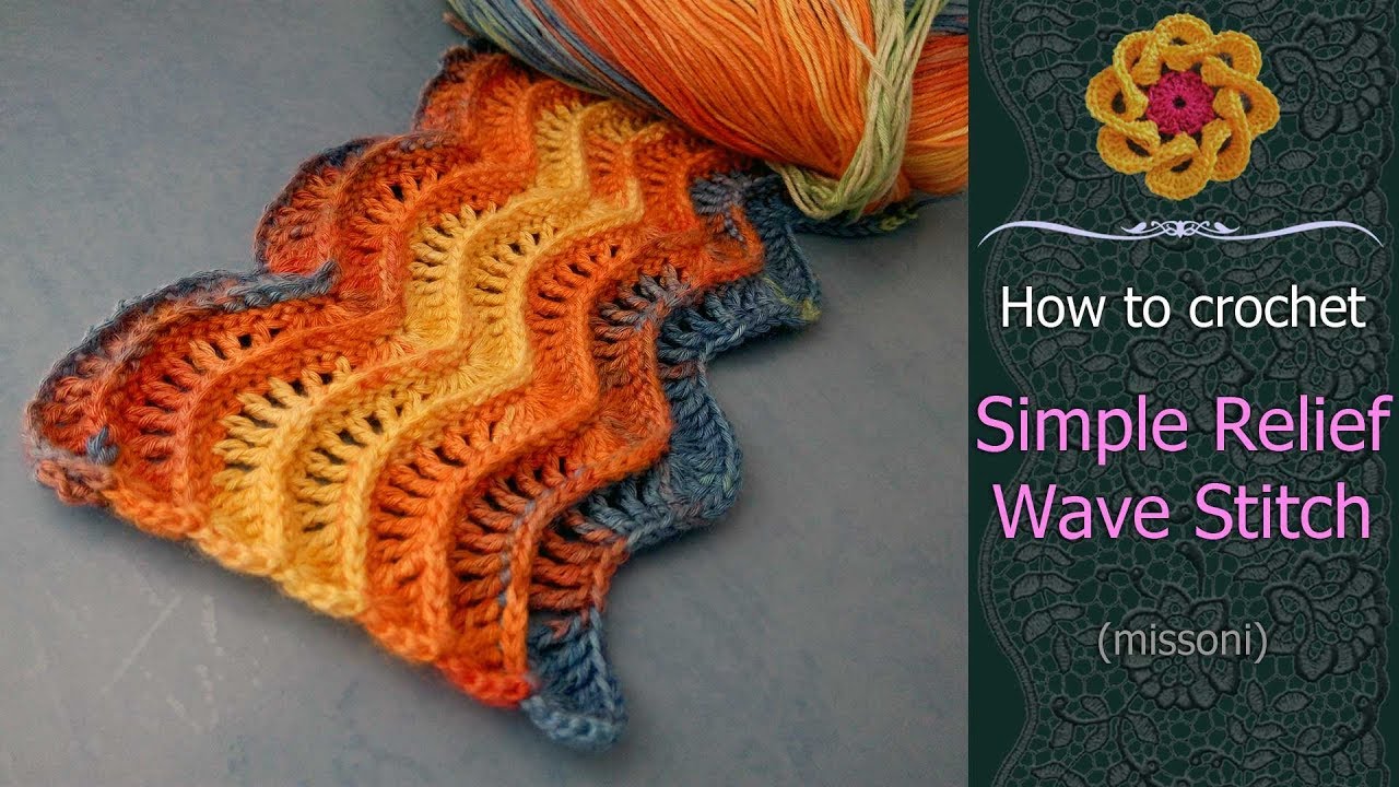 ♥ Simple Relief Wave Stitch • Free Crochet Tutorial & Crochet Chart ...