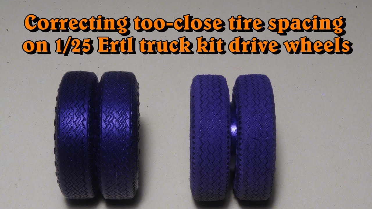 Correcting the too-close tire spacing on Ertl's 1/25 scale truck kit ...