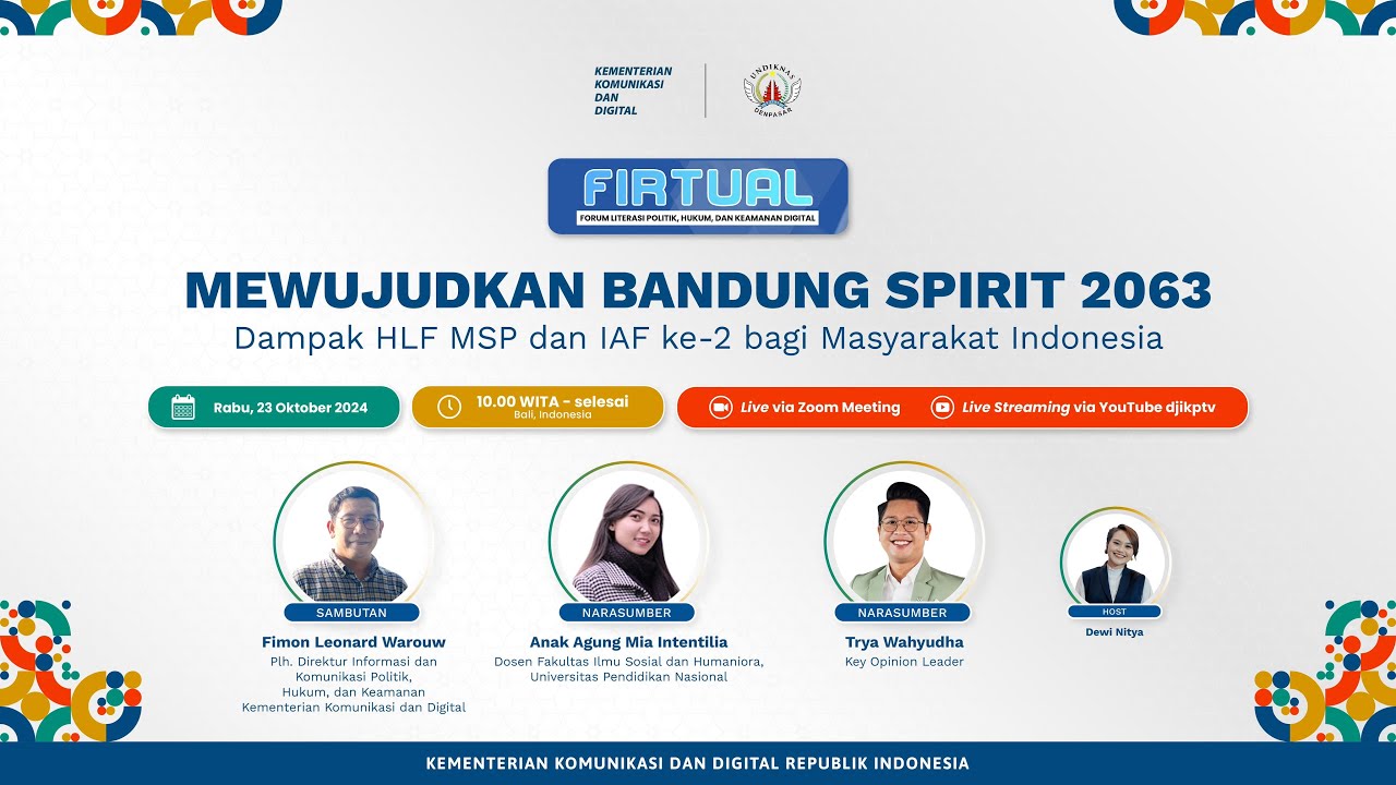 Firtual "Mewujudkan Bandung Spirit 2063: Dampak HLF MSP dan IAF ke-2 ...