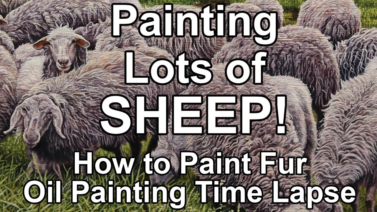 Oil Painting Art Time Lapse Sheep Lambs How to make realistic curly fur ...