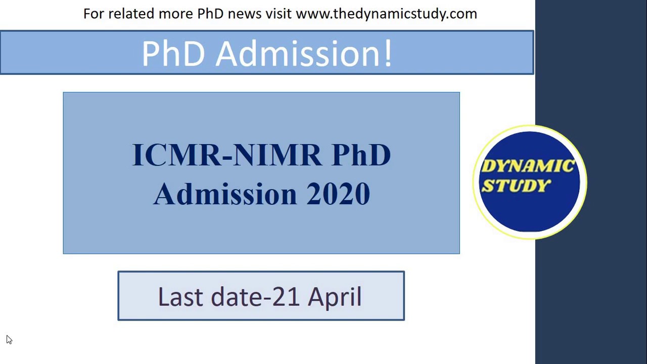 ICMR-NIMR PhD Admission 2020 - YouTube