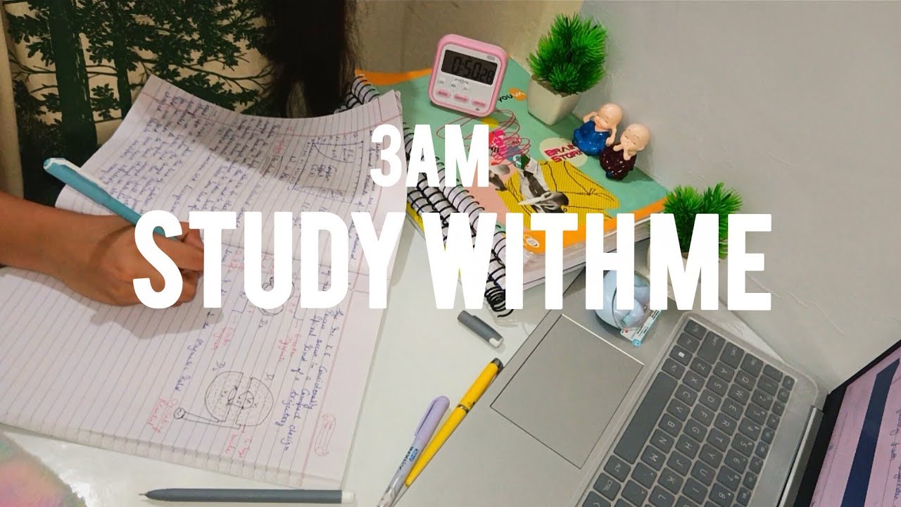 3 AM STUDY WITH ME 🌙 | 1 HOUR REAL - TIME | No music | Background noise ...