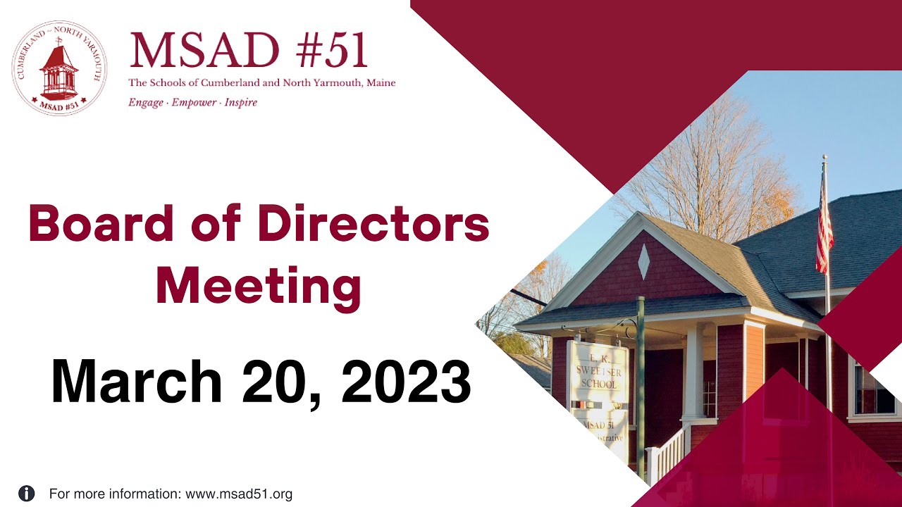 MSAD #51 Board Meeting, March 20, 2023 - YouTube