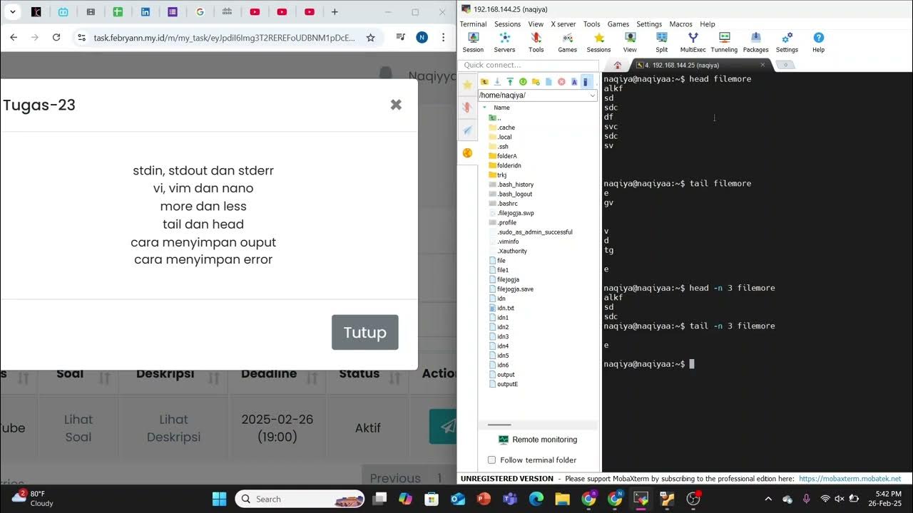 stdin stdout stderr more&less head&tail dan cara menyimpan output dan error - YouTube