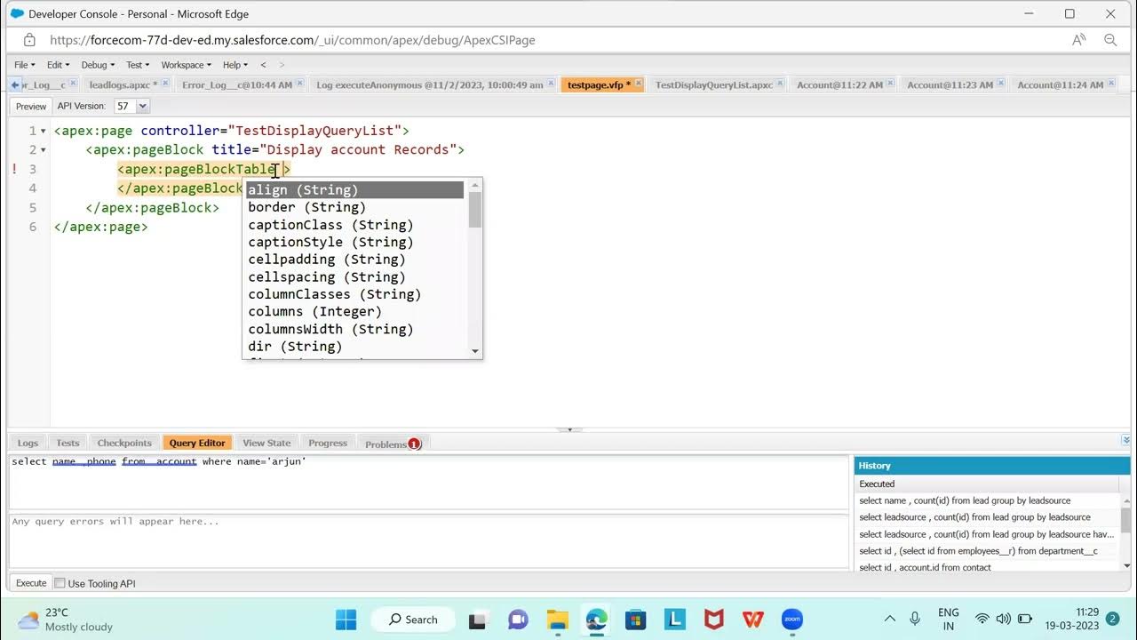 Salesforce SOQL Basic introduction || Display SOQL result in Visualforce page || SOQL Query ...