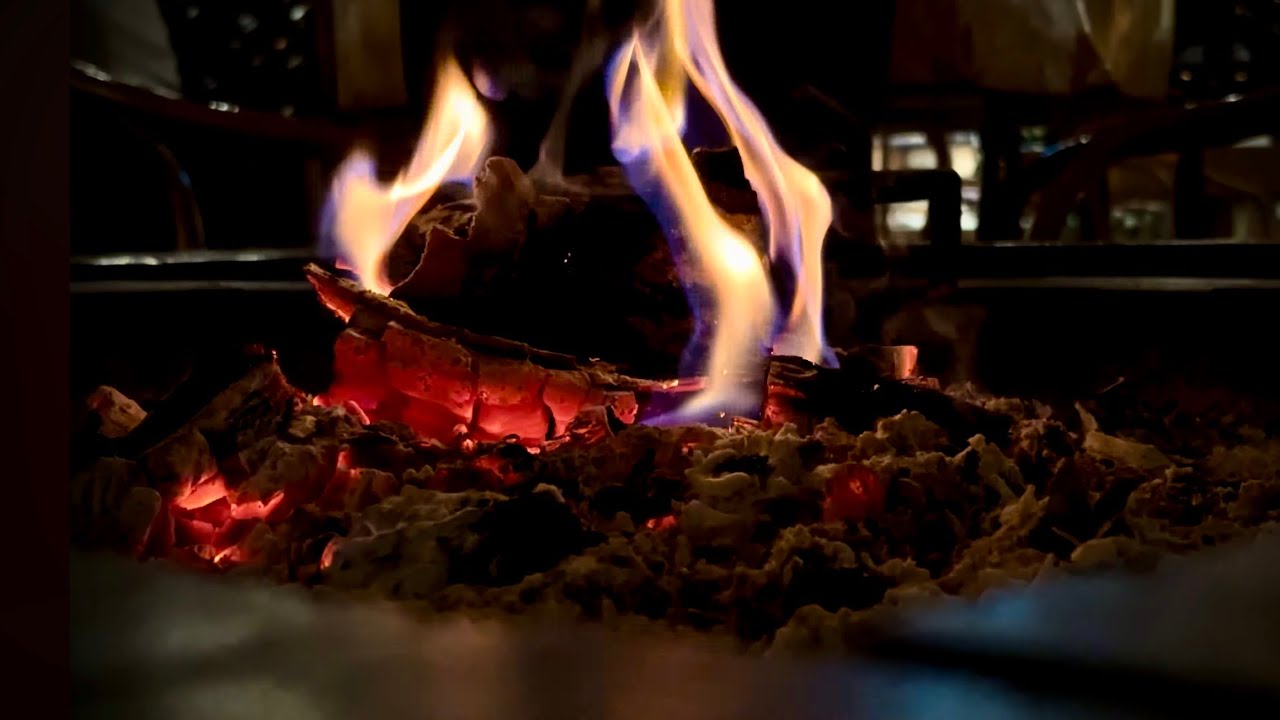 Relaxing Fireplace in the restaurant (1 HOURS) with Burning Logs and ...
