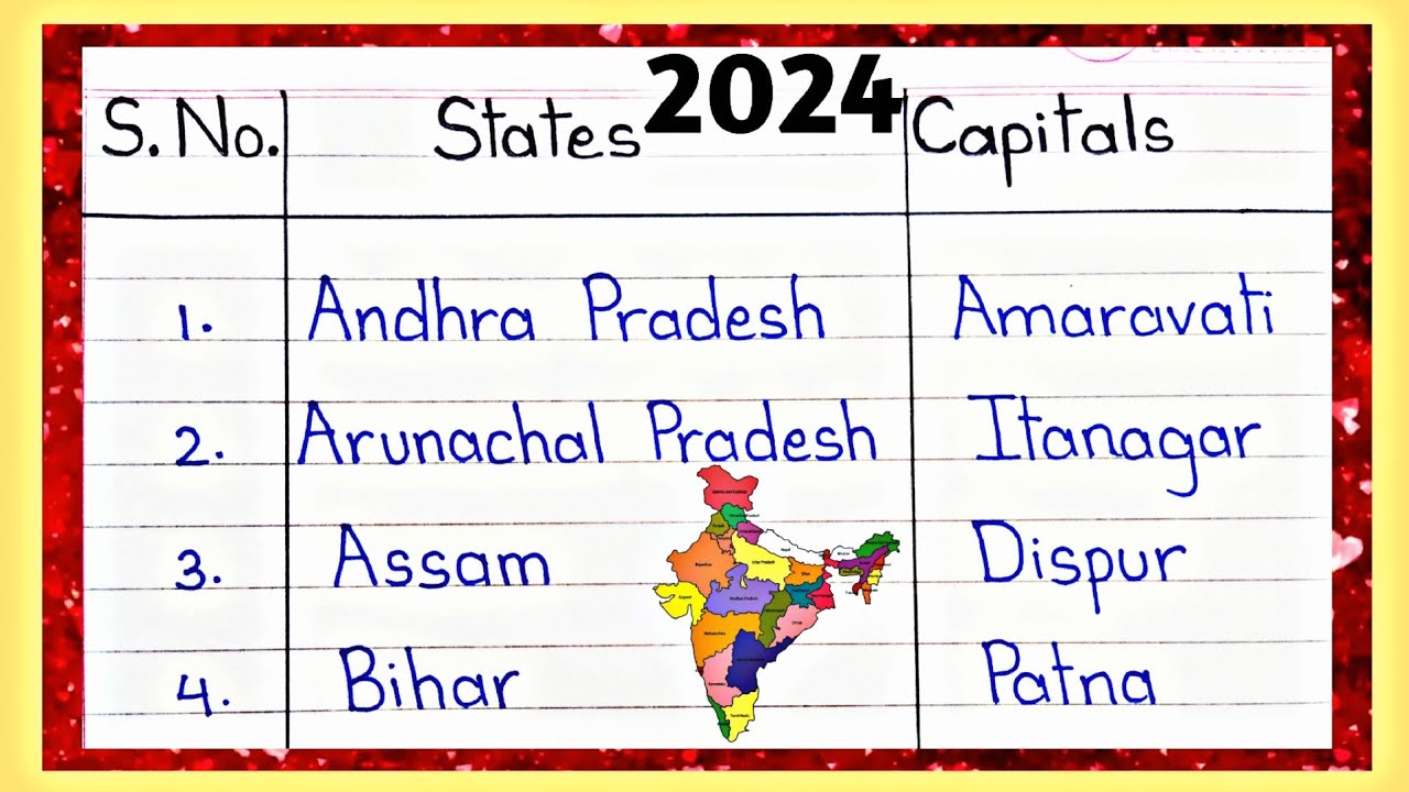 List of States and Capitals of India 2024 || Indian States and Capitals ...
