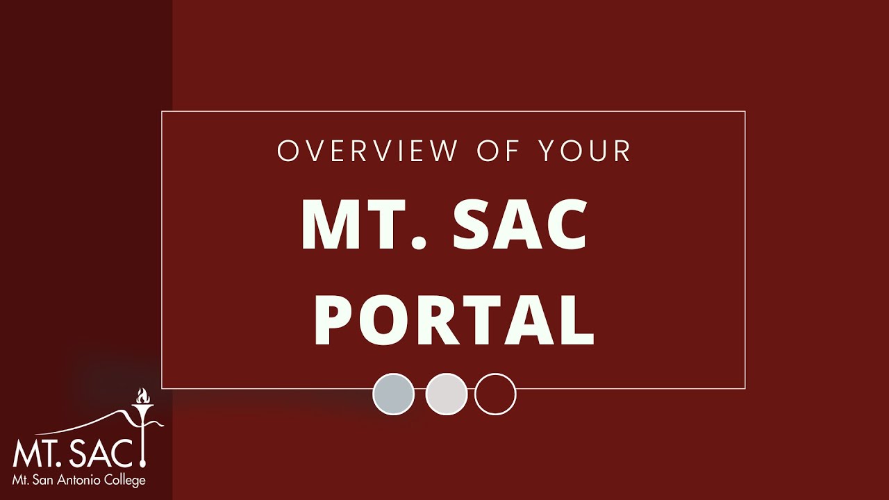Overview of Your Mt. SAC Portal - YouTube