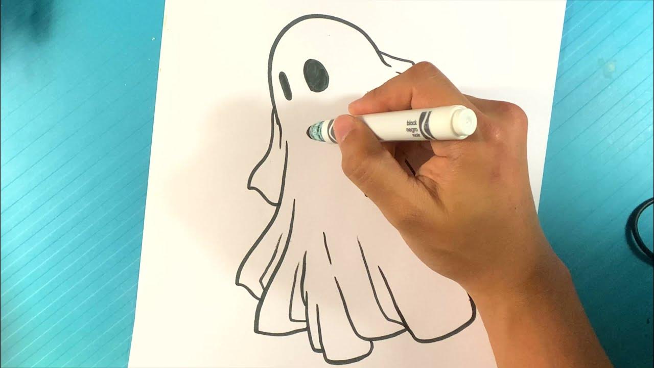 EASY How to Draw a SPOOKY GHOST - Halloween Drawings - YouTube