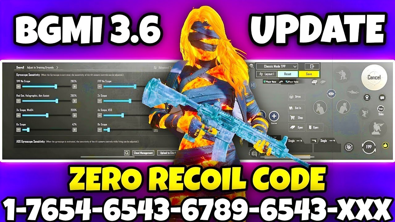 BGMI 3.6 UPDATE SENSITIVITY CODE | BGMI BEST SENSITIVITY SETTINGS ...