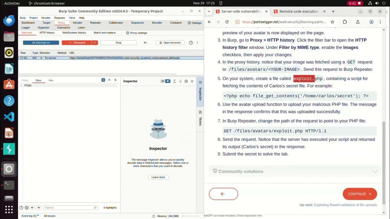 Burp Suite Remote Code Execution Exploit via Web Shell Upload - PortSwigger Lab - YouTube