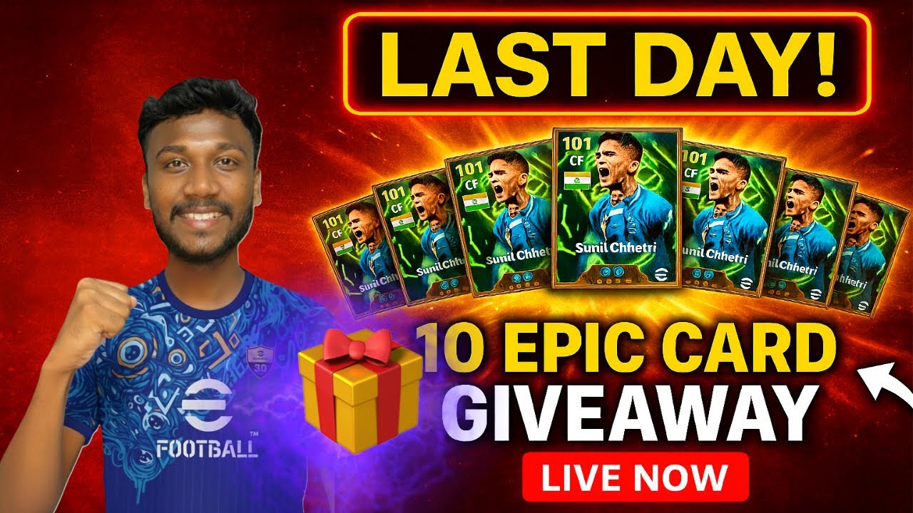 INSANE Giveaway! Win 10 Sunil Chhetri Epic Cards 🎁⚽ New eFootball ...