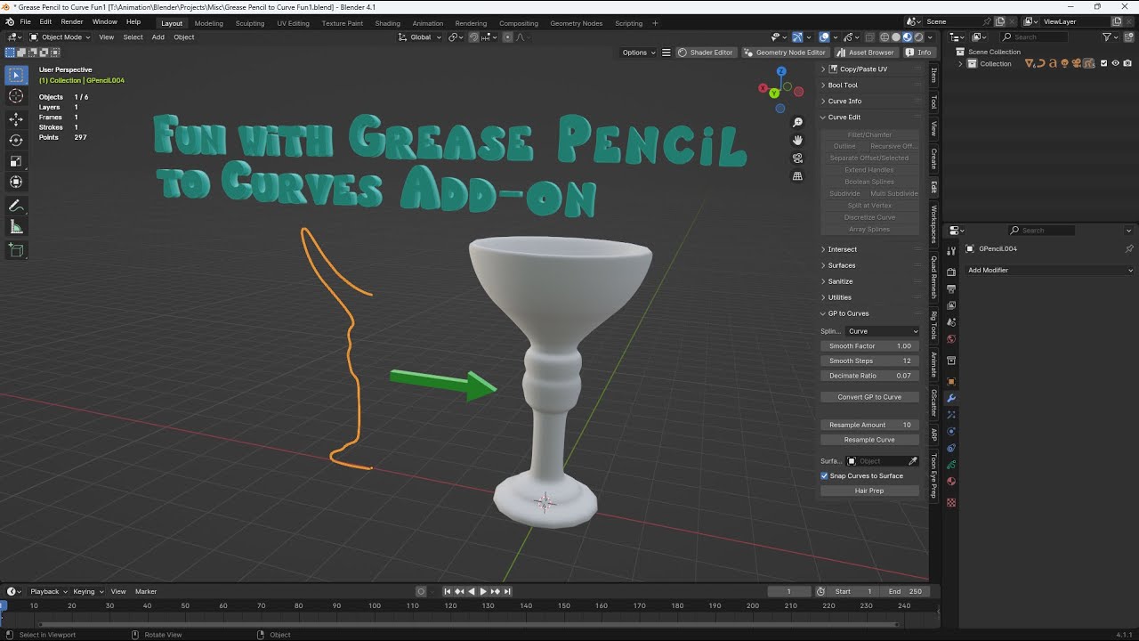 Fun with Grease Pencil to Curves Add-on and Blender Extension - YouTube