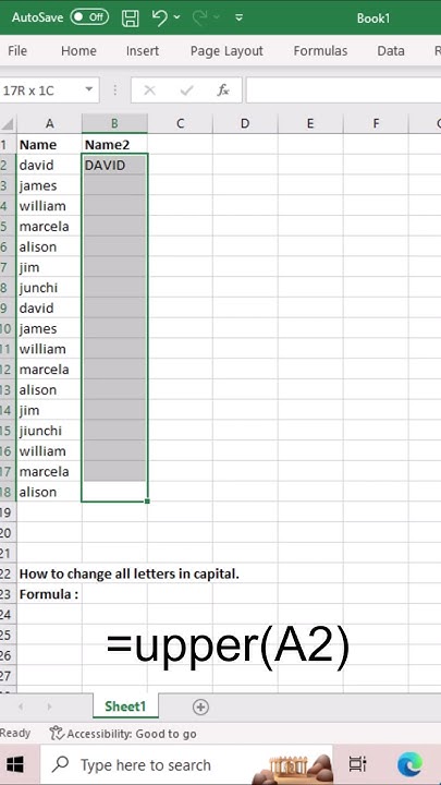 Uppercase Formula In Excel Exceltips Exceltutorial Formula Mexcel Tutorial Exceltips 