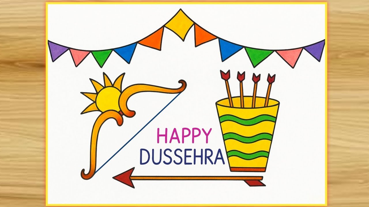 DUSSEHRA FESTIVAL DRAWING || Easy DUSSEHRA DRAWING for Kids || Dussehra ...