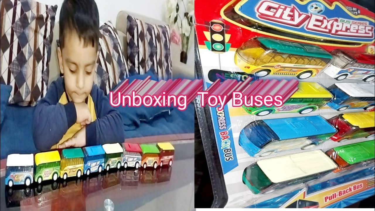 Unboxing Toy Buses |Learn Colour Names And Counting For Kids With Toy ...