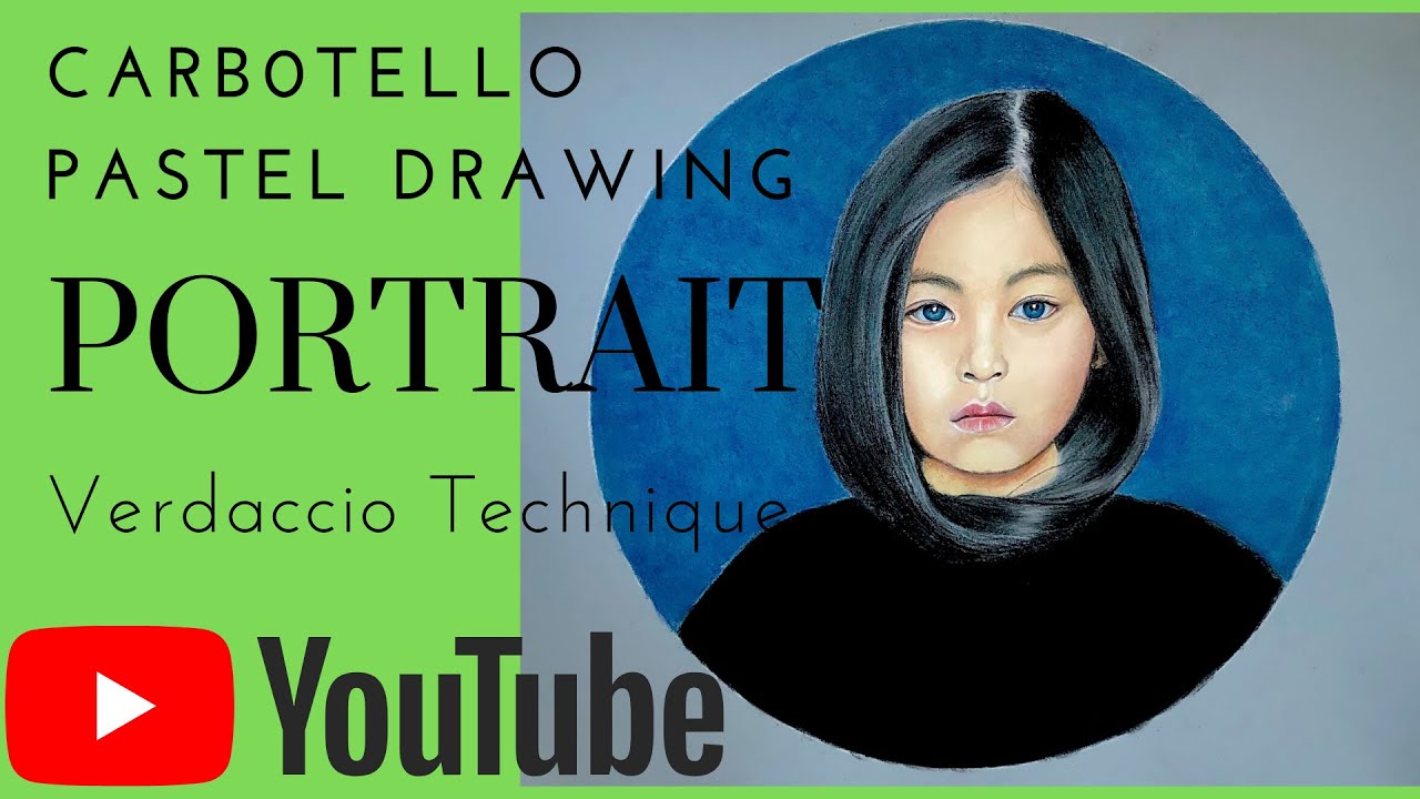 Drawing a portrait with CarbOthello chalk pencils using the Verdaccio ...
