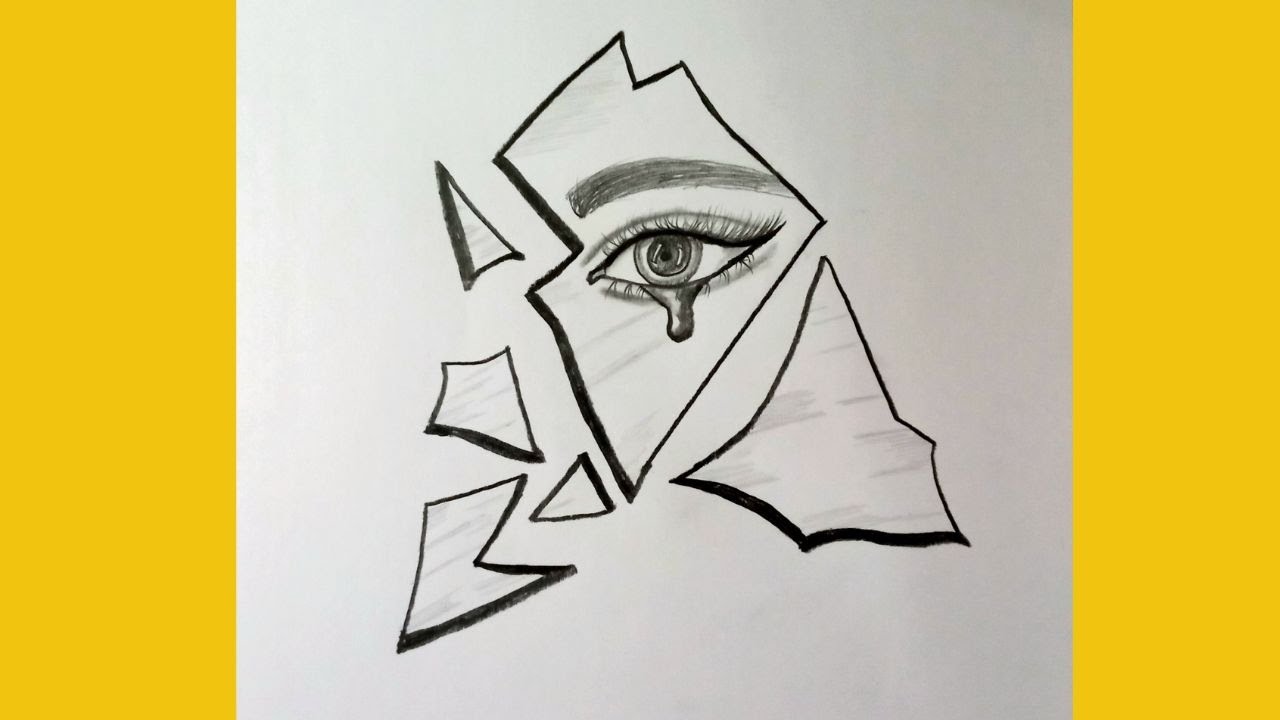 Broken Glass and Eye drawing for beginners | New Drawing tips and trick ...