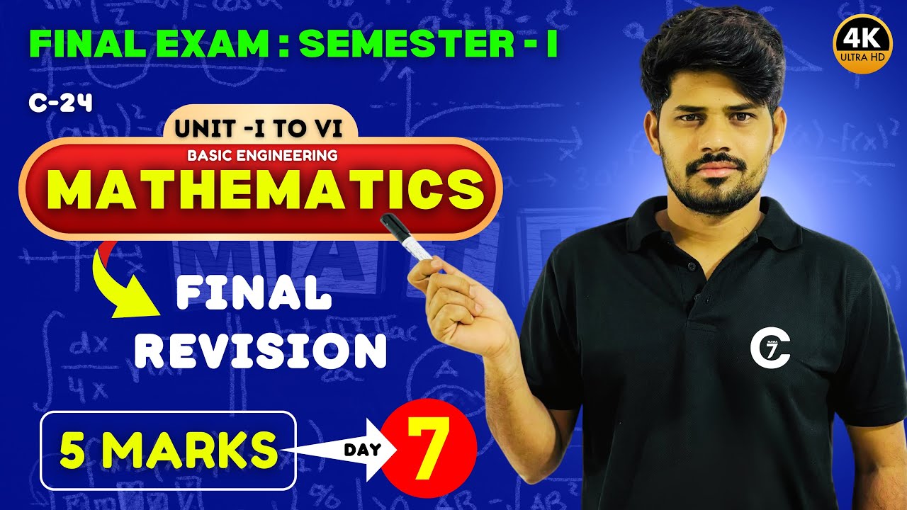 Basic Engineering Mathematics | Final Exam Revision | 5 Marks | Day 7 ...