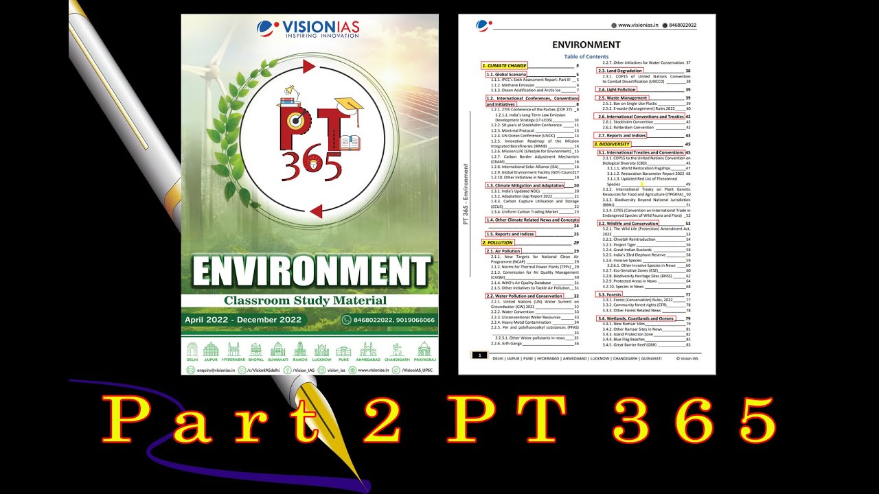 #upscprelimsPT365 PART 2 PT365 #Visionias Environment - YouTube