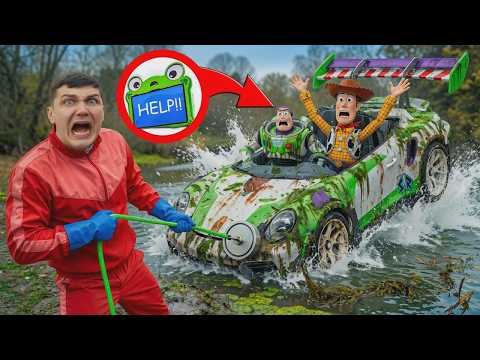Mıknatısla Balık Tutarken Toy Story Oyuncaklarını Suda Buldum! Buzz Lightyear’ın Arabası Kaza Yaptı!
