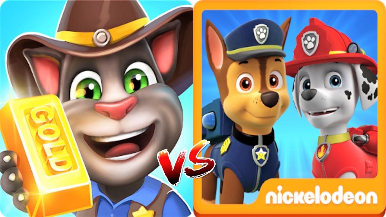 PAW PATROL Rescue Run Vs Talking TOM Gold Run Android Dog Cat Games ...