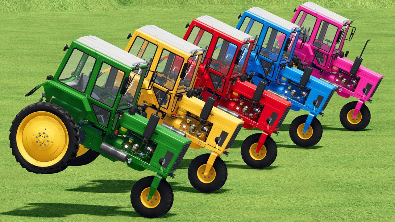 Tractors With COLORS - Transport with Mini MTZ Tractors - Farming ...
