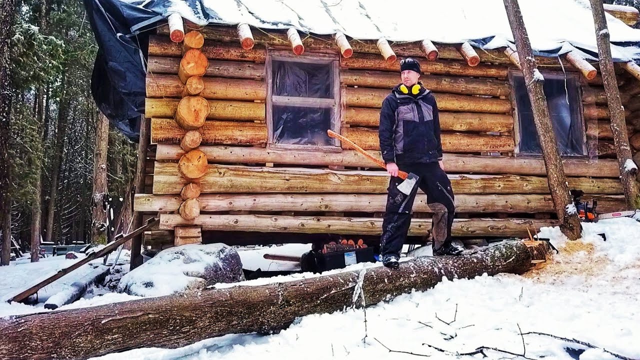 Felling Hazard Tree Leaning over Cabin / Ep61 / Outsider Log Cabin ...