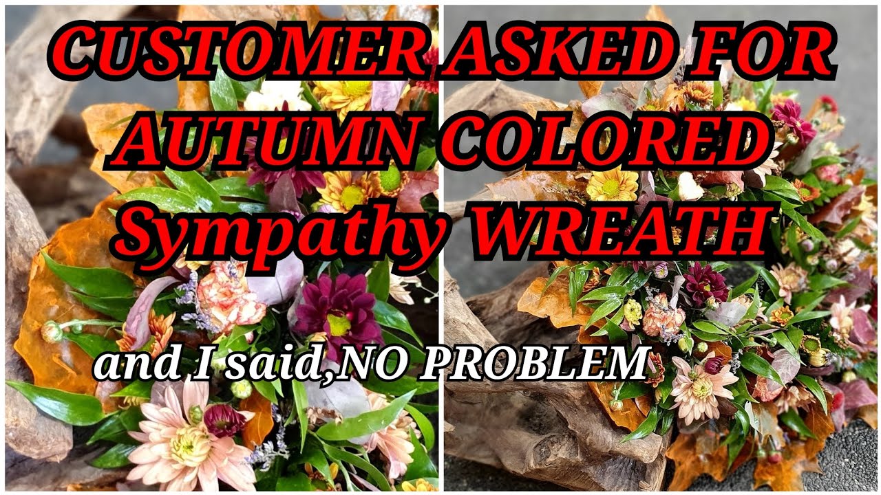 How to make autumn colored Sympathy funeral wreath with coloured oak ...