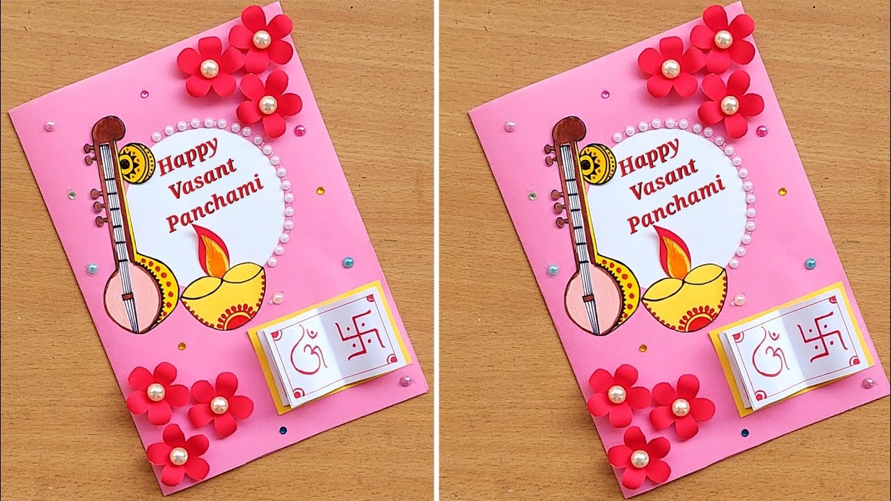 Easy and Beautiful Basant panchami Card/Vasant panchami drawing ...