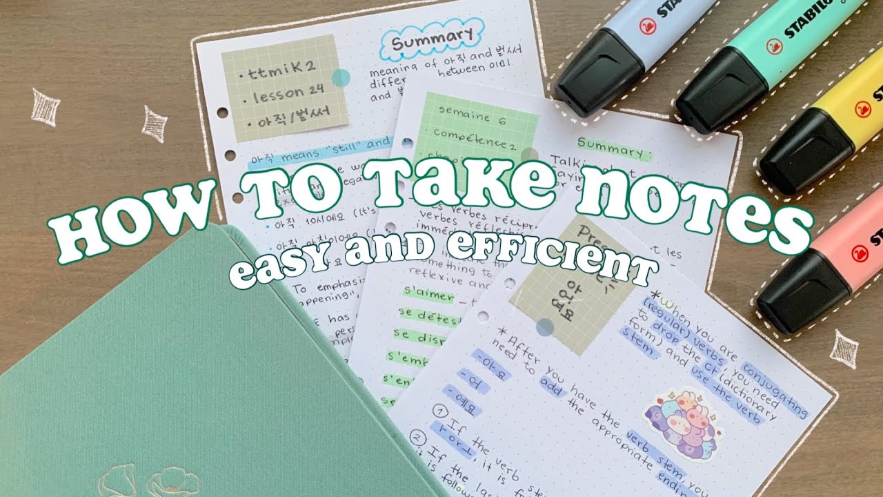 how to take easy and aesthetic notes | step by step - YouTube