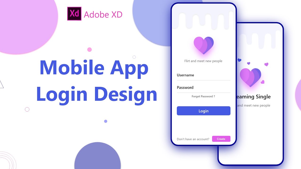Mobile app login page design tutorial using Adobe XD | Sign up page ...