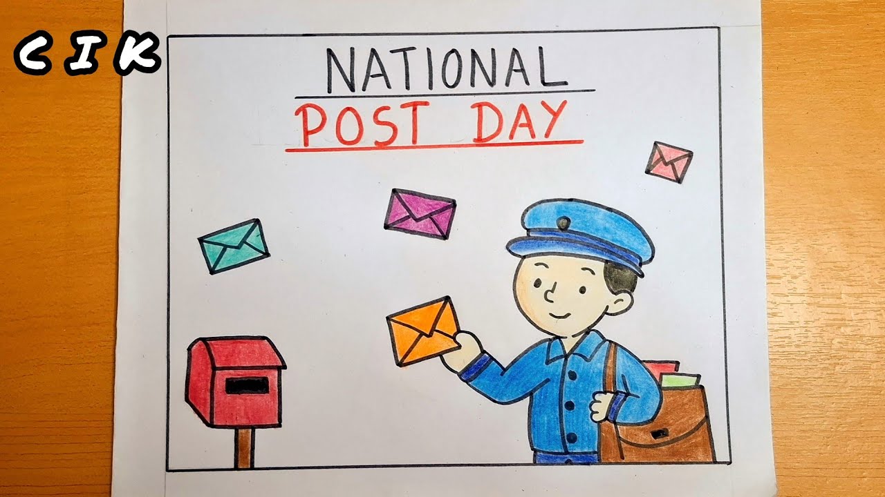 National Post Day Drawing Tutorial | How to Draw Postal Art Step-by ...