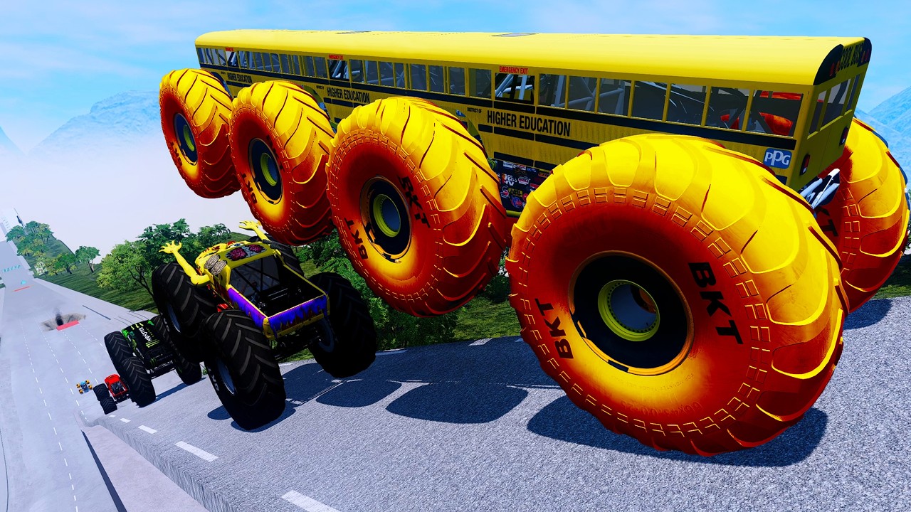 Epic High Speed monster trucks jumps stunts & crashes #119 | BeamNG ...
