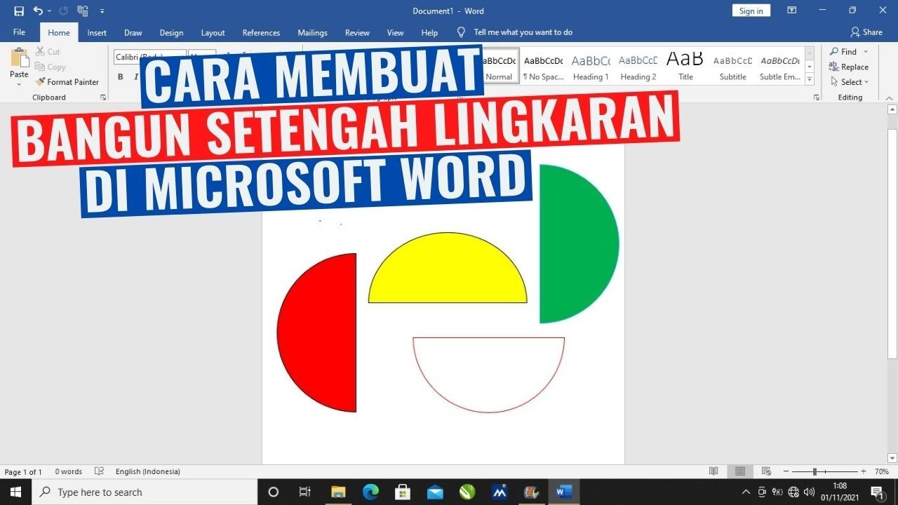 Cara Membuat Bangun Setengah Lingkaran di Microsoft Word - YouTube