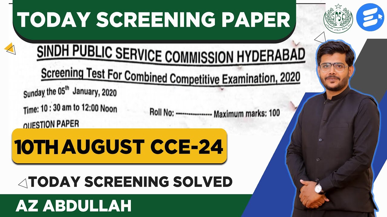 Today CCE Solved Paper | 10 August CCE Screening Paper | SPSC Screening ...