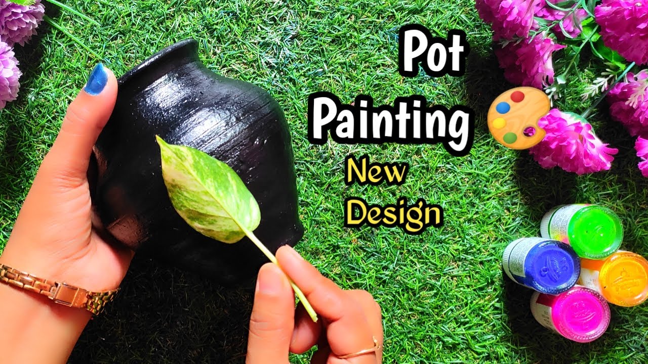 Pot Painting Design | Very Unique And Easy Pot Painting Ideas | - YouTube
